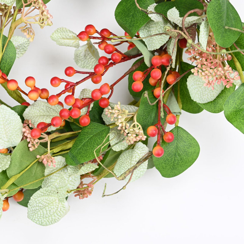 The Holiday Aisle® Nashwauk 20" Everyday Greeny Berry Front Door Wreath | Wayfair